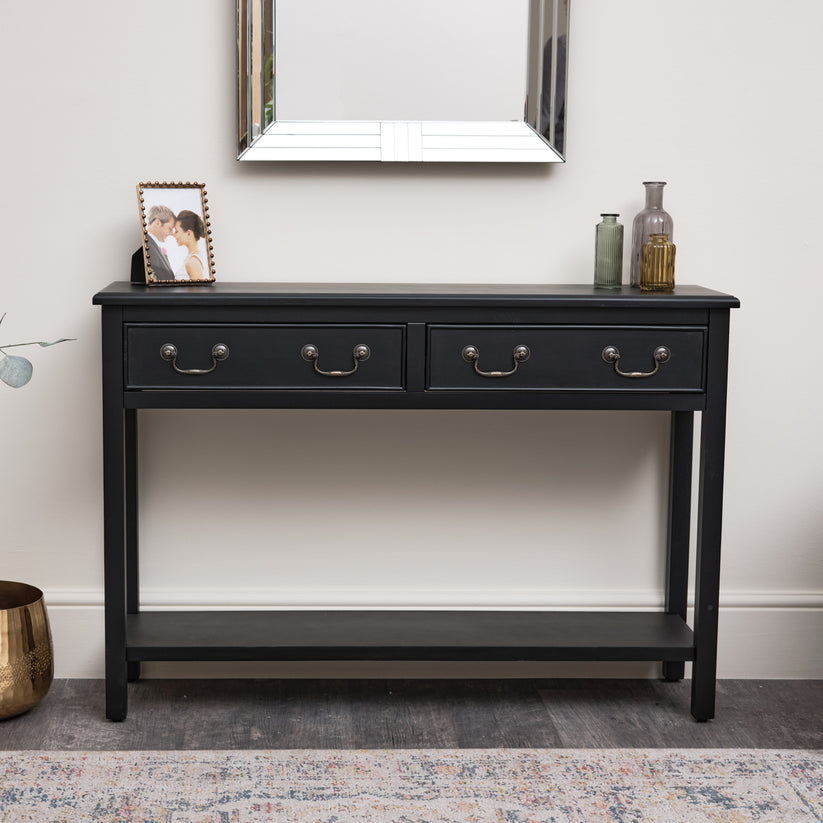 Large Black 2 Drawer Console Table – Windsor Browne