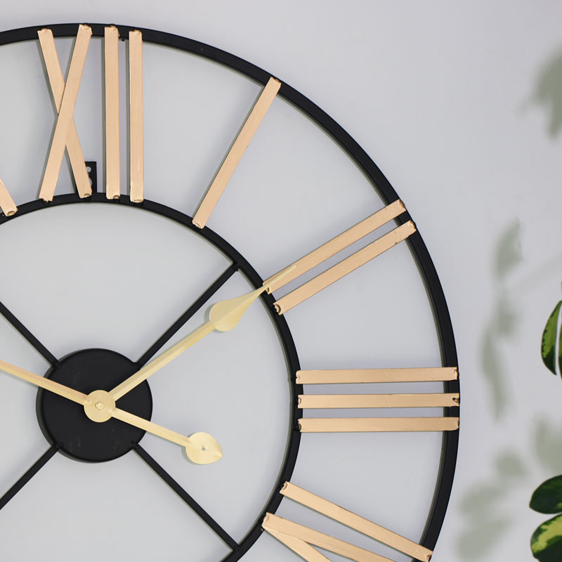 Black and Gold Large Skeleton Wall Clock | Windsor Browne
