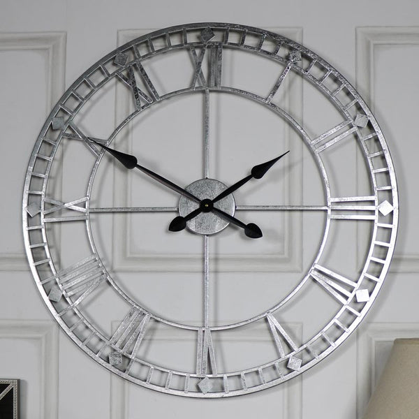 Extra Large Silver Skeleton Wall Clock – Windsor Browne