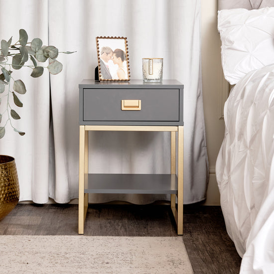 One Drawer Bedside Table - Elle Slate Range – Windsor Browne